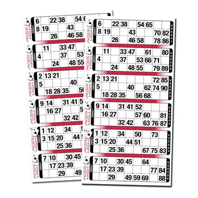 FULL COLOUR THEMED BINGO SINGLE TICKETS (GLUED, OFF THE SHELF) | ACES HIGH