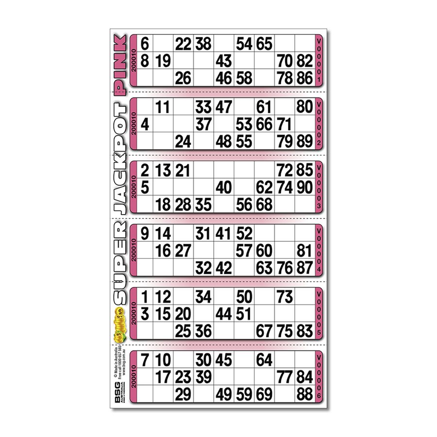 THEMED BINGO SINGLE TICKETS COLOURED INK (GLUED, PERFORATED) | SUPER ...