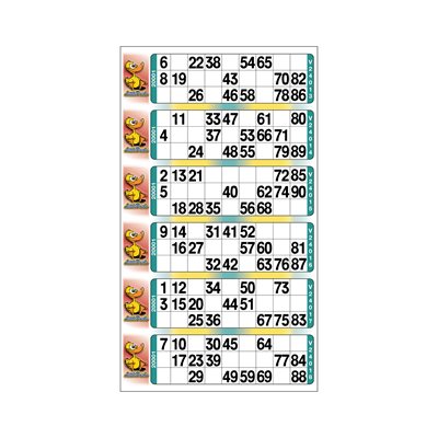 THEMED BINGO SINGLE TICKETS COLOURED INK (GLUED, PERFORATED) | LITTLE DUCK